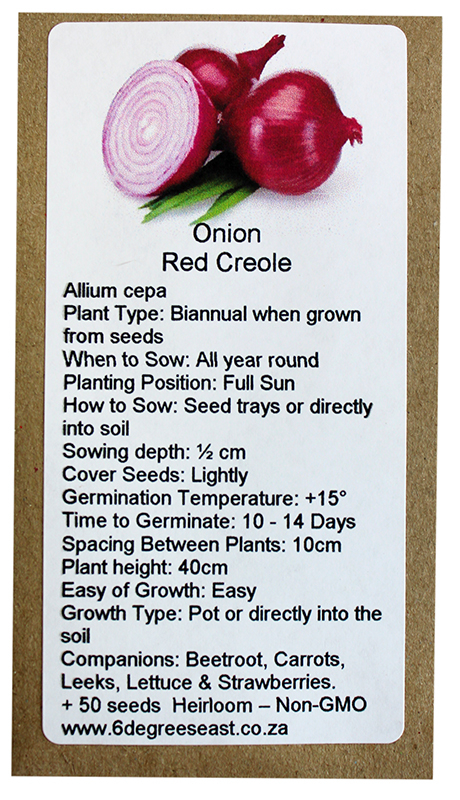 Buy 6 Degrees East Heirloom Veg Seeds - Onion - Red Creole Online ...
