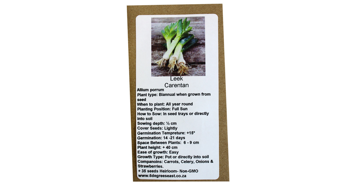 Buy 6 Degrees East Heirloom Veg Seeds - Leek - Carentan Online ...