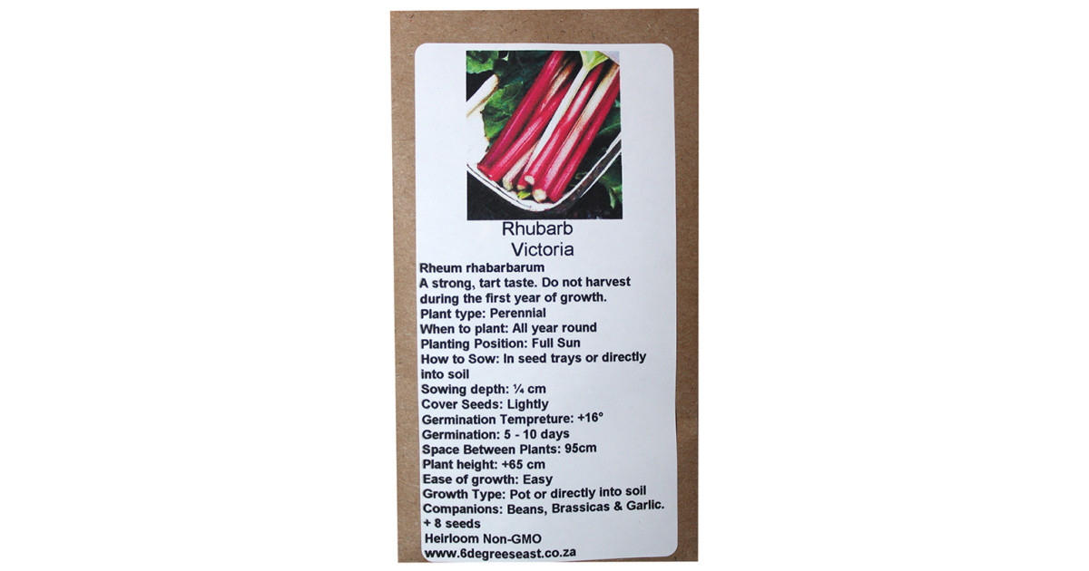 Buy 6 Degrees East Heirloom Veg Seeds - Rhubarb - Victoria Online ...