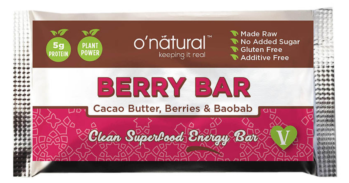 Buy O'Natural Raw Chocolate Superfood Bar - Berry Bar Online | Faithful ...