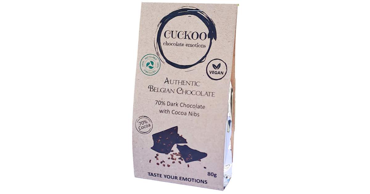 Buy Cuckoo - 70% Dark Chocolate & Cocoa Nibs Online | Faithful to Nature