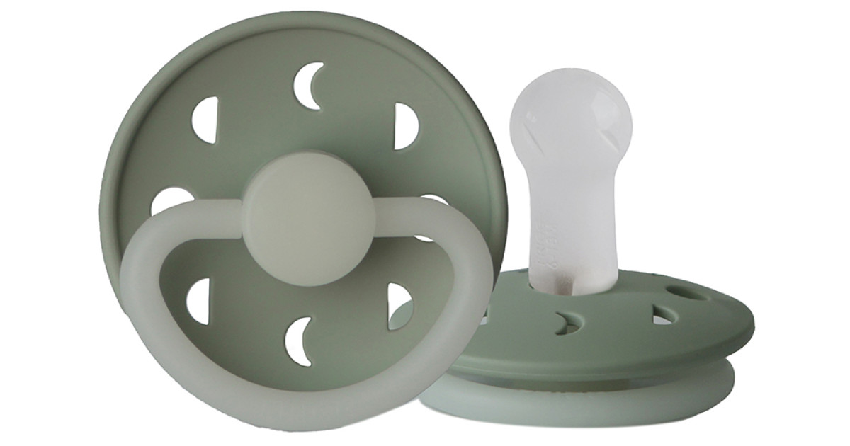 Buy FRIGG Silicone Glow in the Dark Moon Pacifier - Sage - Size 2 ...