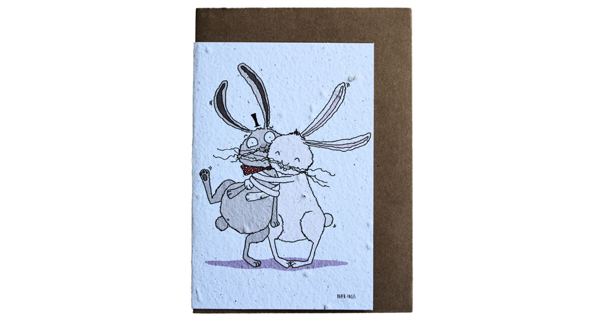 Buy Growing Paper Greeting Card Hugging Bunnies Online | Faithful to Nature