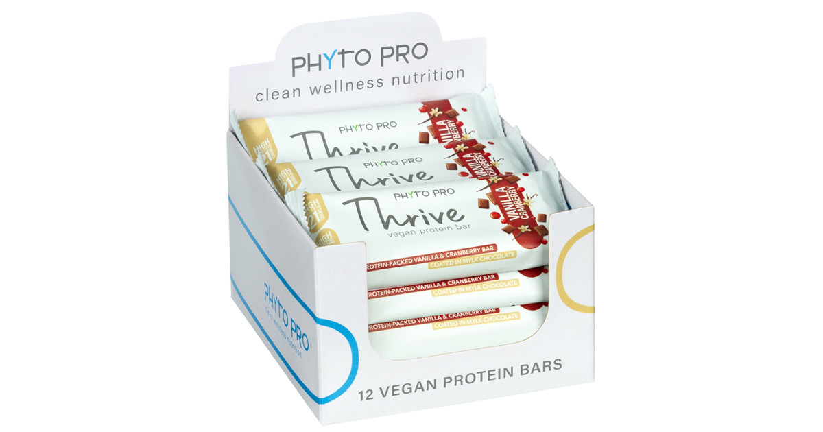 Buy Phyto Pro Thrive Vegan Protein Bar - Vanilla Cranberry - 12 Pack Online | Faithful to Nature