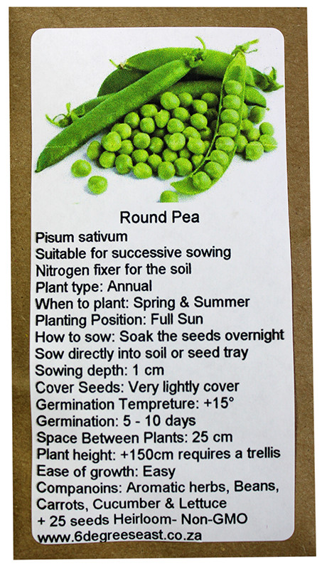Buy 6 Degrees East Heirloom Veg Seeds - Peas - Round Pea Online ...