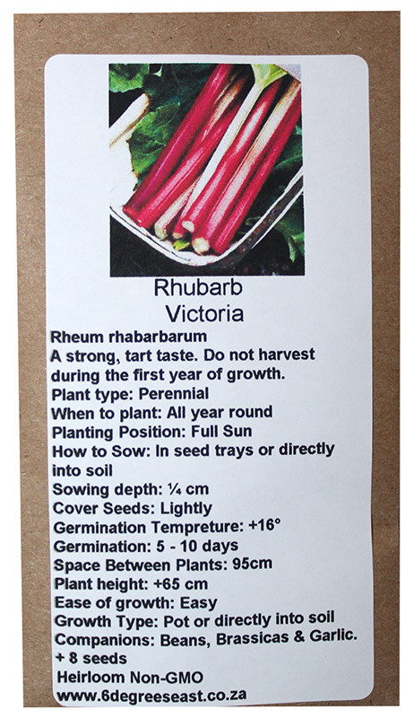 Buy 6 Degrees East Heirloom Veg Seeds - Rhubarb - Victoria Online ...
