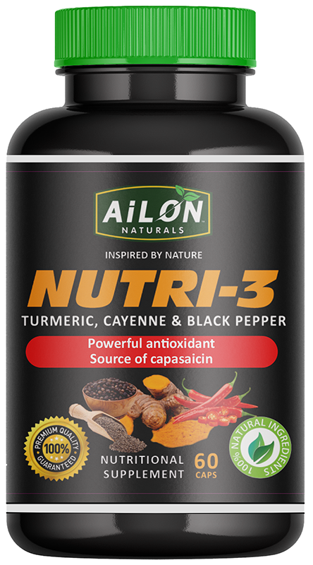 Buy Ailon Naturals Nutri 3 - Turmeric. Cayenne & Black Pepper capsules ...