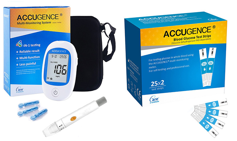 Buy Accugence - Blood Glucose Meter Starter Kit with 50 x Glucose Test ...