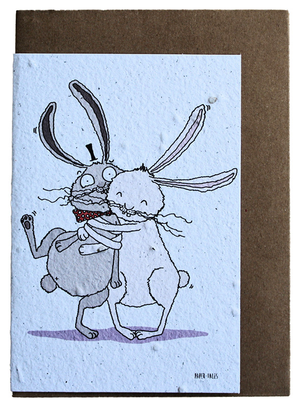 Buy Growing Paper Greeting Card Hugging Bunnies Online | Faithful to Nature