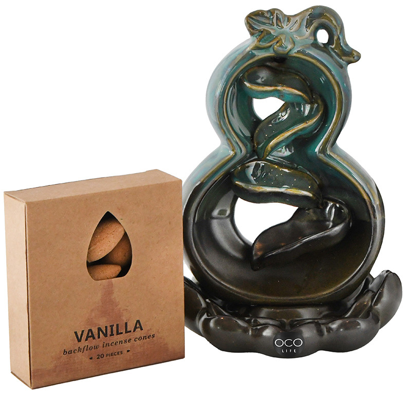 Buy Oco Life Handcrafted Ceramic Infinity Waterfall Burner with Backflow Incense Cones Online ...