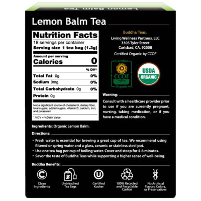 Buy Buddha Teas Lemon Balm Tea Online | Faithful to Nature