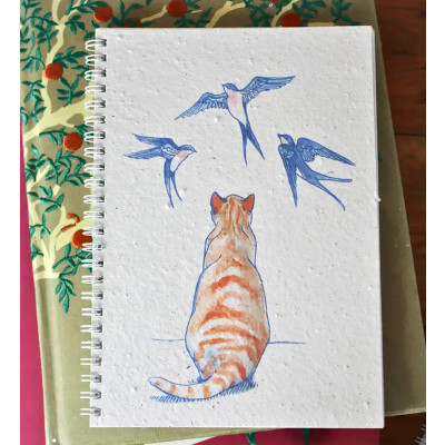 Buy Growing Paper Cat Watching Bird Notebook Online | Faithful to Nature