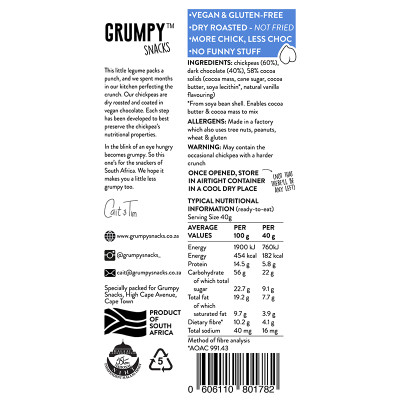 Buy Grumpy Snacks Dry Roasted Chickpeas - Chocolate Online | Faithful ...