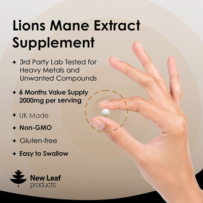 Buy New Leaf Lions Mane Tablets 6 Month supply Online | Faithful to Nature