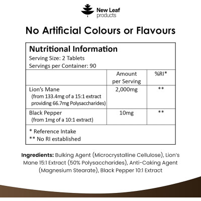 Buy New Leaf Lions Mane Tablets Online | Faithful to Nature