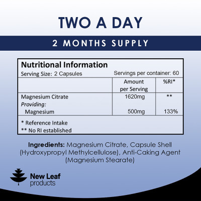 Buy New Leaf Magnesium High Strength 1620mg Online | Faithful to Nature