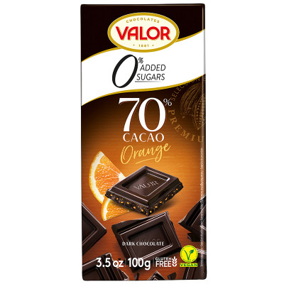 Buy VALOR 70% Dark Orange Chocolate 0% added Sugar Online | Faithful to ...