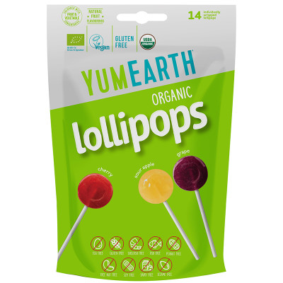 Buy Yum Earth Organic Fruit Pops 14 Lollipops (Sour Apple, Cherry, and ...