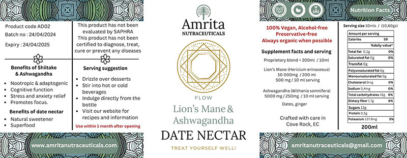 Buy Amrita Flow Date Nectar - Lion's Mane & Ashwagandha Online ...