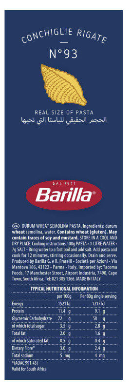 Buy Barilla Conchiglie Rigate Online | Faithful to Nature