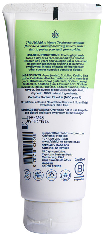 Buy FtN Mint Toothpaste with Fluoride Online | Faithful to Nature