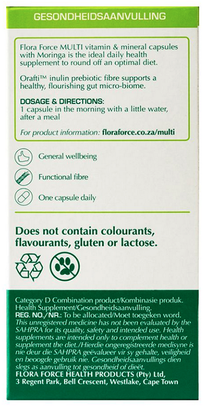 Buy Flora Force Multi Daily Vitamins with Moringa & Prebiotic Fibre 30 ...