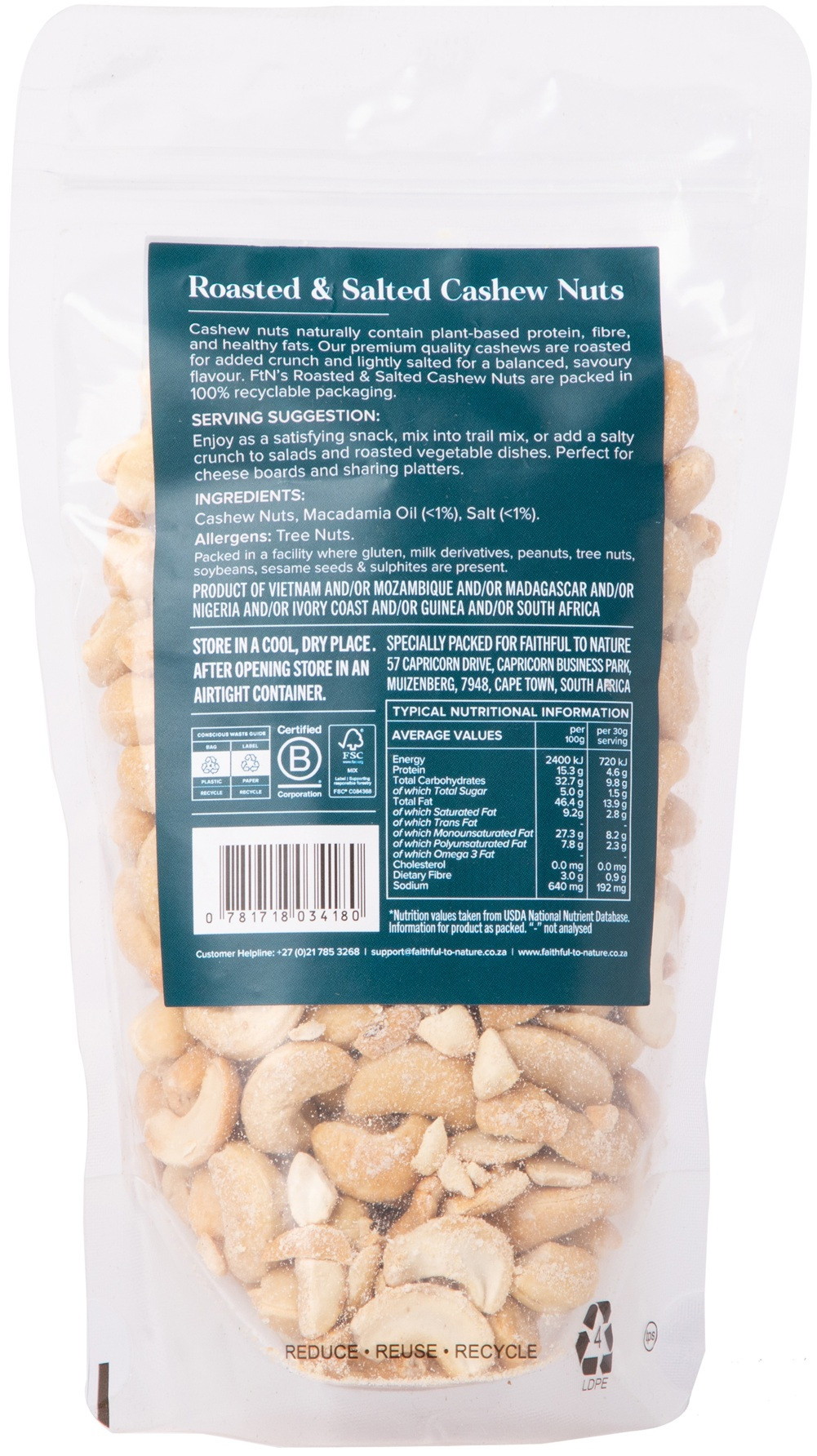 Buy FtN Cashew Nuts - Roasted & Salted Online | Faithful to Nature