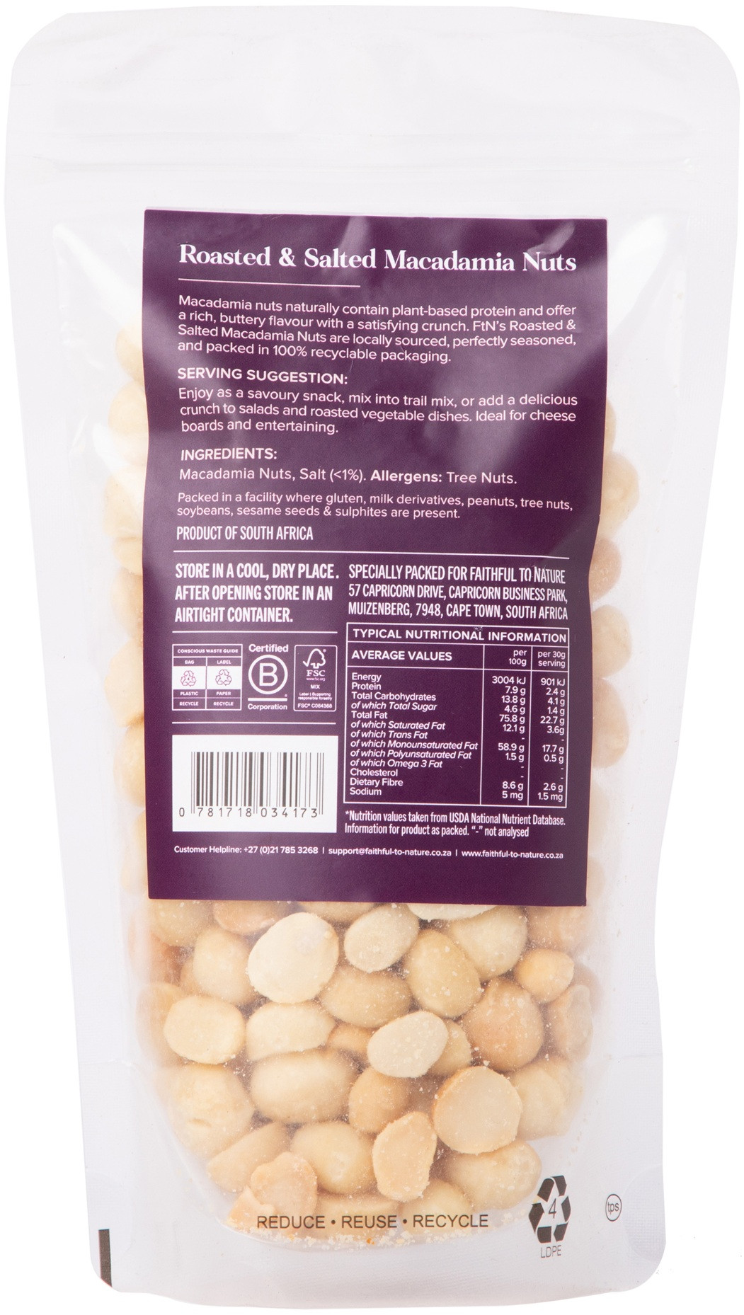 Buy FtN Roasted & Salted Macadamia Nuts Online | Faithful to Nature