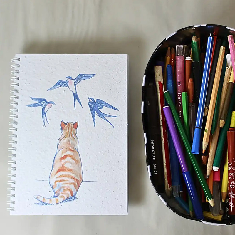 Buy Growing Paper Cat Watching Bird Notebook Online | Faithful to Nature