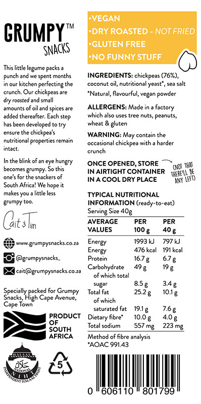 Buy Grumpy Snacks Dry Roasted Chickpeas - Sea Salt Online | Faithful to ...