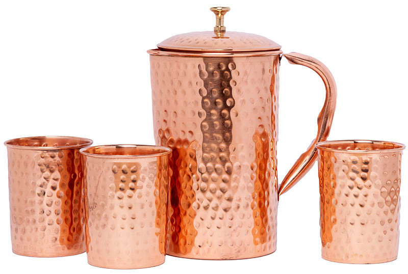 Buy Just Copper Dimple Copper Jug and Cup Set Online | Faithful to Nature