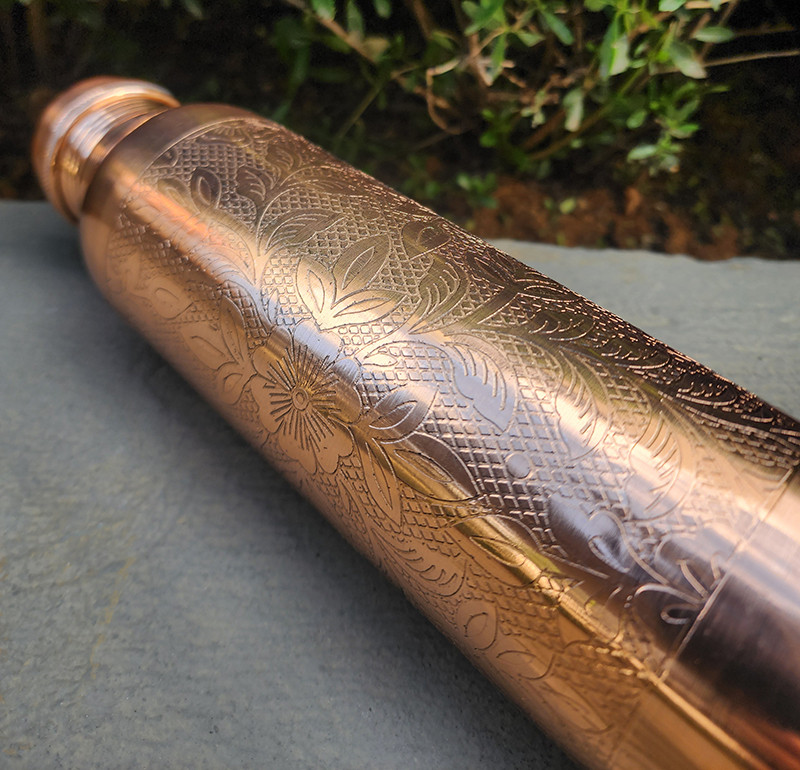 Buy Just Copper Mirror Finish Embossed Copper Bottle Online | Faithful ...