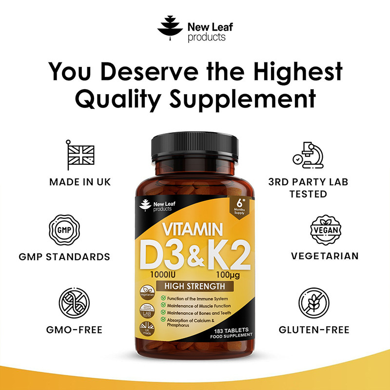 Buy New Leaf D3 & K2 - 183 Tablets Online | Faithful to Nature