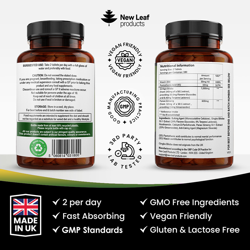 Buy New Leaf Gingko Biloba & Korean Ginseng (360 Tablets) Online ...