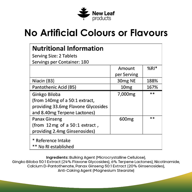 Buy New Leaf Gingko Biloba & Korean Ginseng (360 Tablets) Online ...