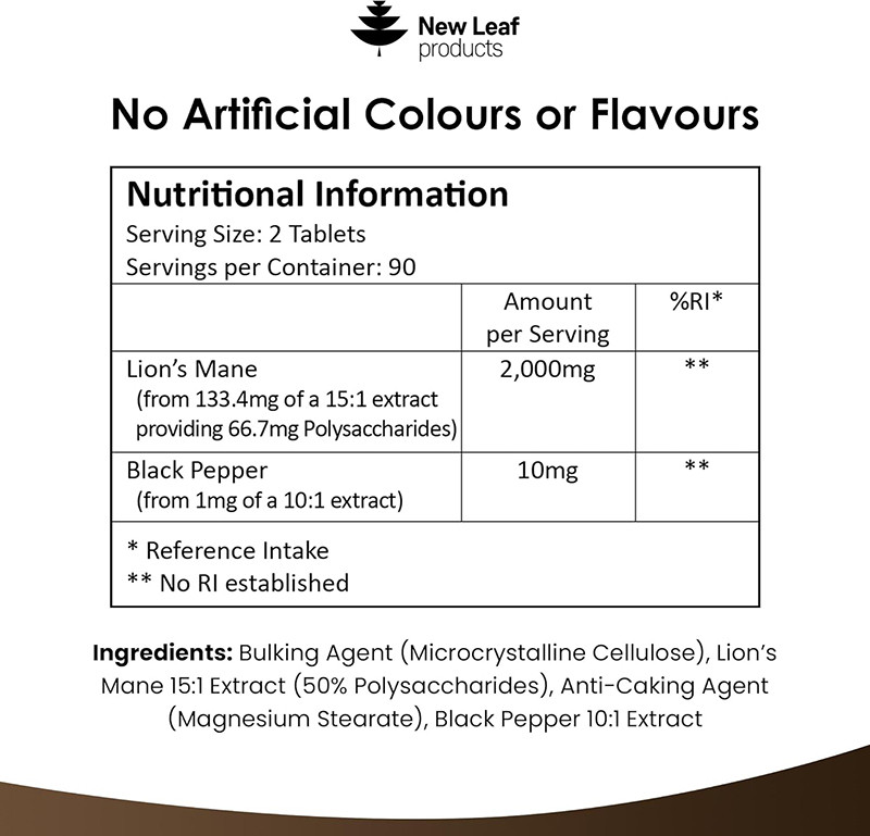 Buy New Leaf Lions Mane Tablets Online | Faithful to Nature