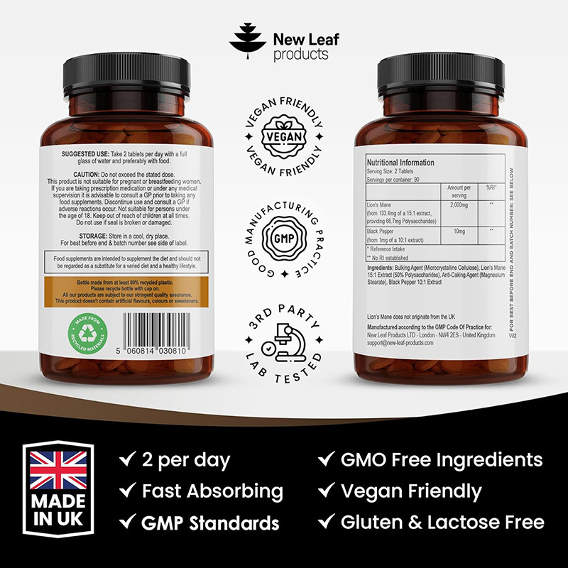 Buy New Leaf Lions Mane Tablets Online | Faithful to Nature