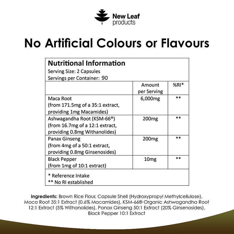 Buy New Leaf Maca Root Tablets With Ashwagandha Online | Faithful to Nature