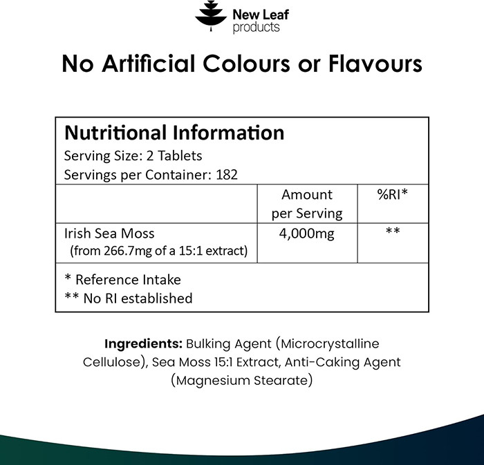 Buy New Leaf Sea Moss Tablets 6 Month supply Online | Faithful to Nature