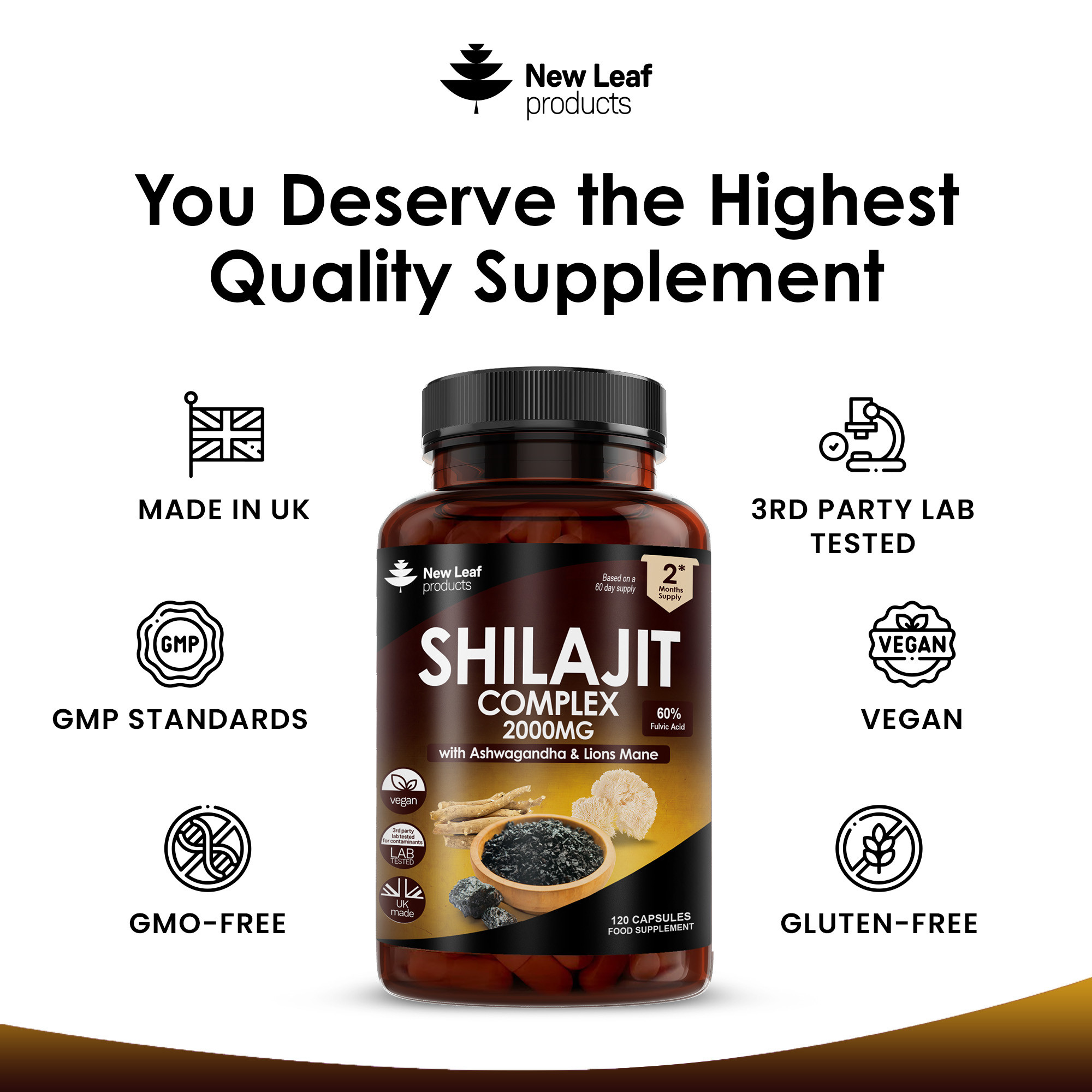 Buy New Leaf Shilajit Complex (with Ashwagandha & Lions Mane) Online ...