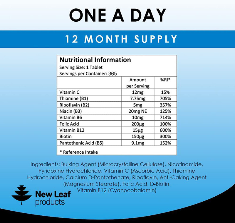 Buy New Leaf Vitamin B Complex 365 Tablets Online | Faithful to Nature