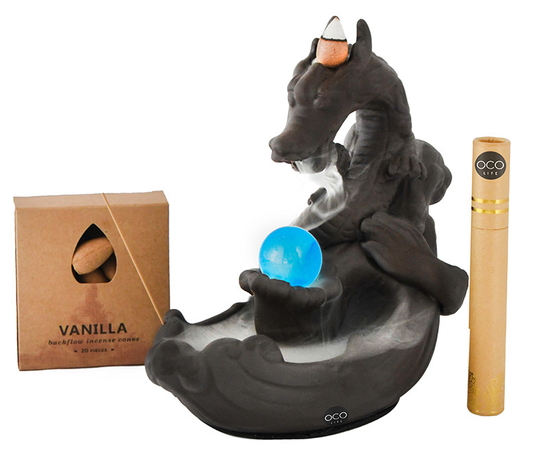 Buy Oco Life Ceramic Dragon Incense Burner with Incense Cones + Sticks ...