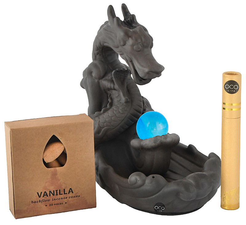 Buy Oco Life Ceramic Dragon Incense Burner with Incense Cones + Sticks ...
