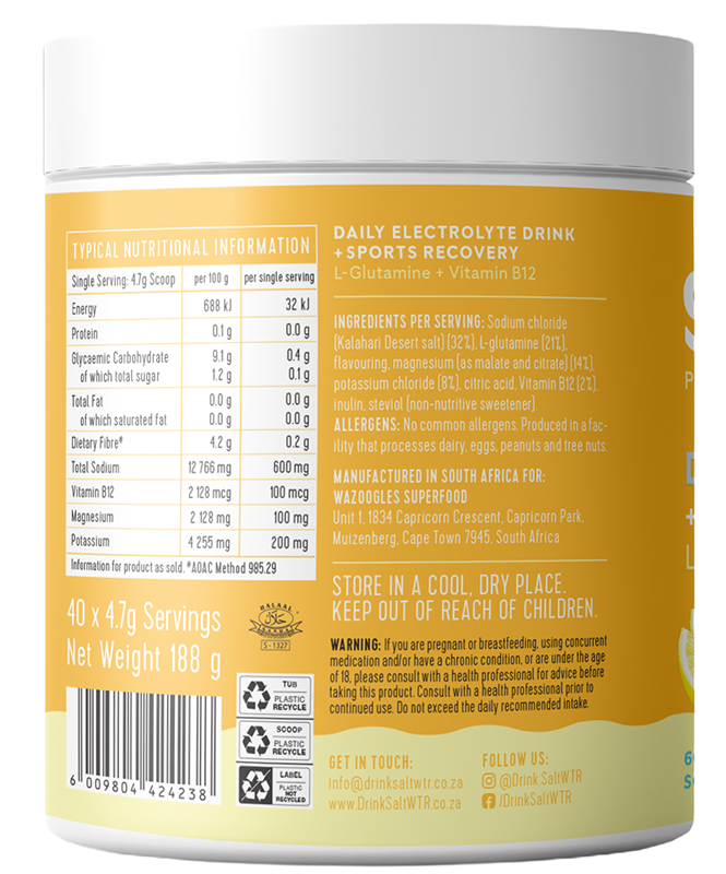 Buy SaltWTR Lemonade - Sugar-free Electrolytes, Sports Recovery - Tub ...