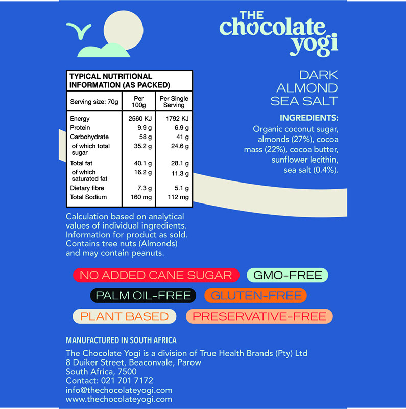 Buy The Chocolate Yogi Dark Almond & Sea Salt Chocolate Online ...
