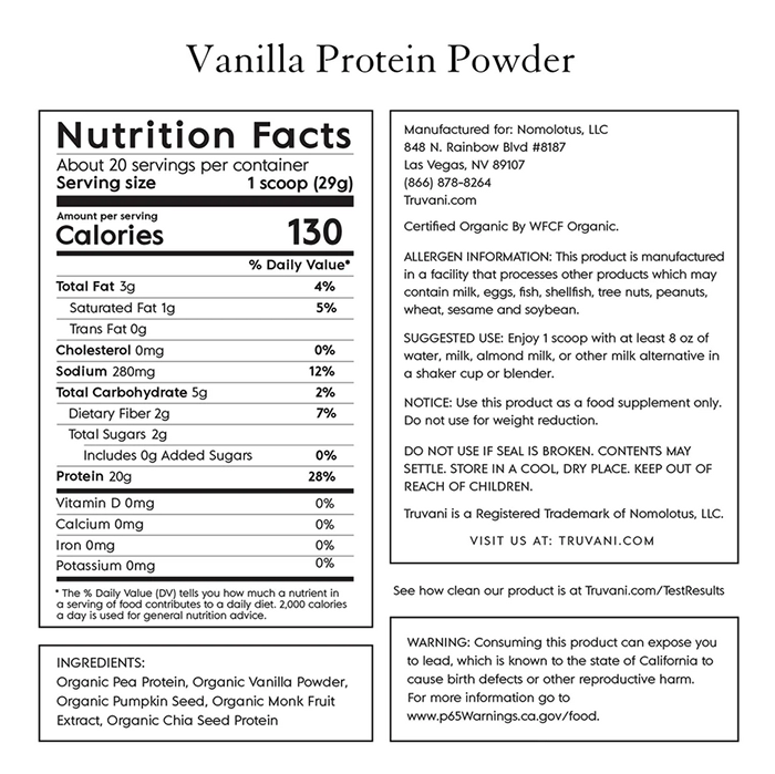 Buy Truvani Organic Vanilla Plant Protein Powder Online Faithful To
