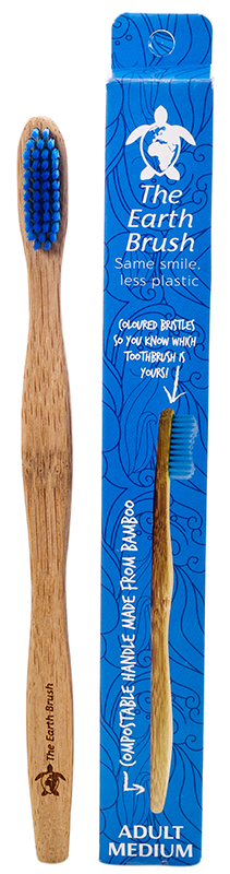 Buy The Earth Brush Bamboo Toothbrush Adult - Medium Blue Online ...